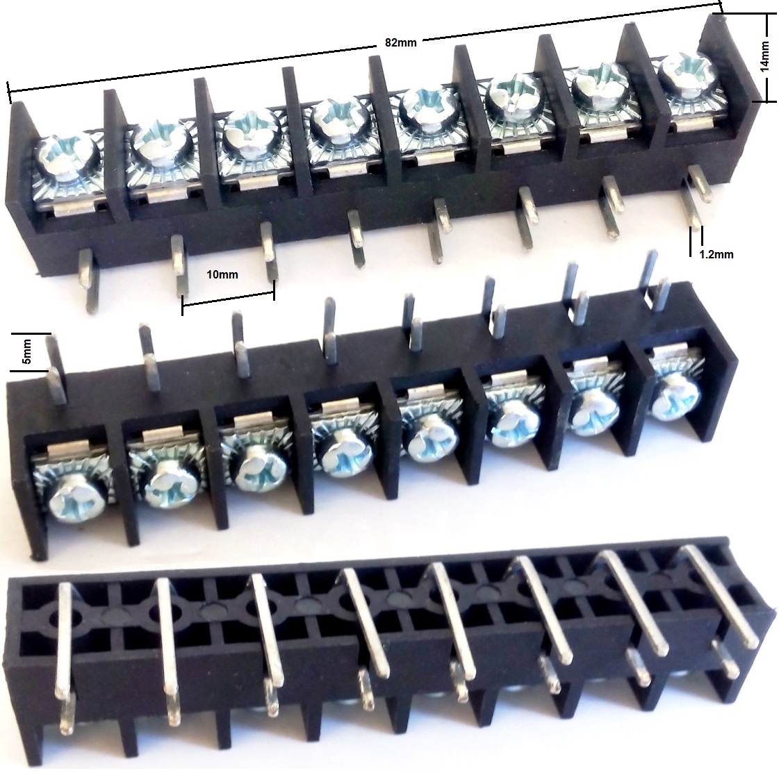 Borna de tornillo acodada 10mm 8 pin doble 20A